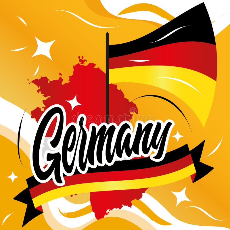Isolated Map of Germany with Its Flag Germany Travel Concept Vector ...