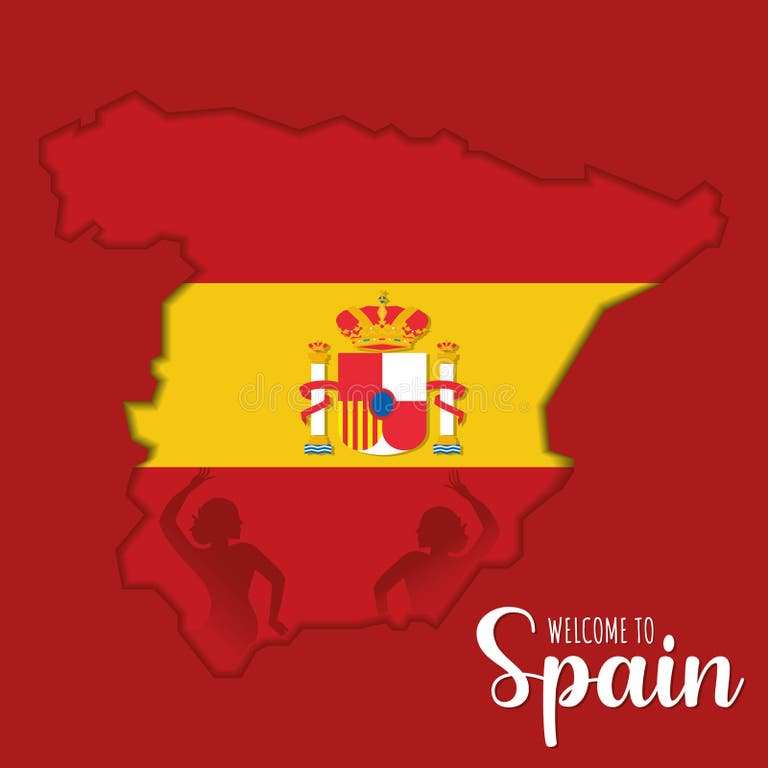 Isolated Map of Spain with Flag Vector Stock Vector - Illustration of ...