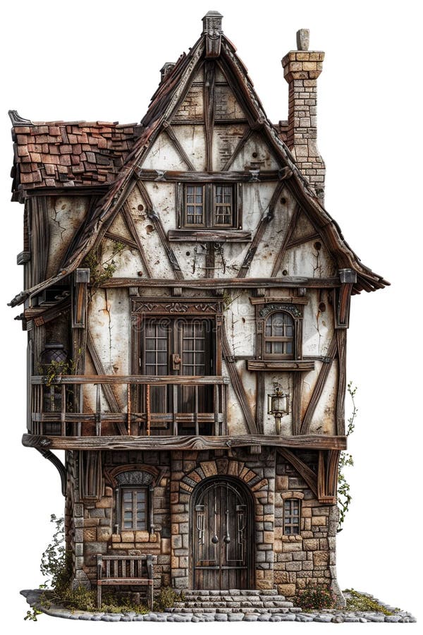 Isolated Medieval House on Transparent Backdrop Stock Illustration ...