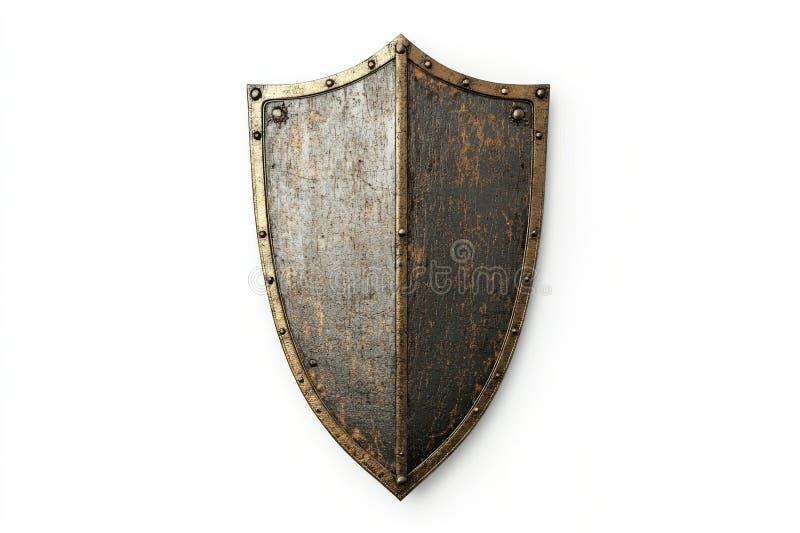 Isolated Medieval Shield Old Metallic Texture Protection History ...
