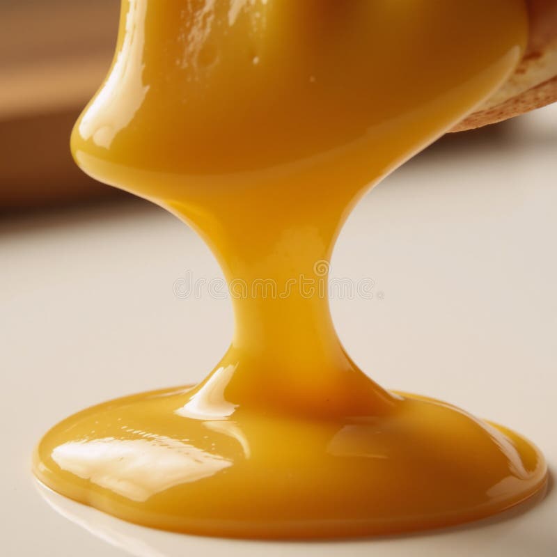 Isolated Melted Cheese Flows Downwards in Golden Hues Stock ...