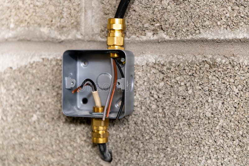 Isolated Metal Box Socket Outer Case on Garage Wall Ready To Be Wired ...