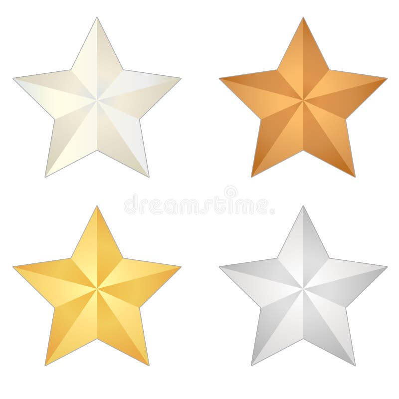 Isolated Metal Star Vector Set Stock Vector - Illustration of silver ...