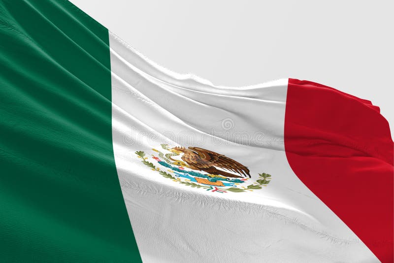 Isolated Mexican Flag Waving 3d Realistic Mexican Flag Rendered Stock ...