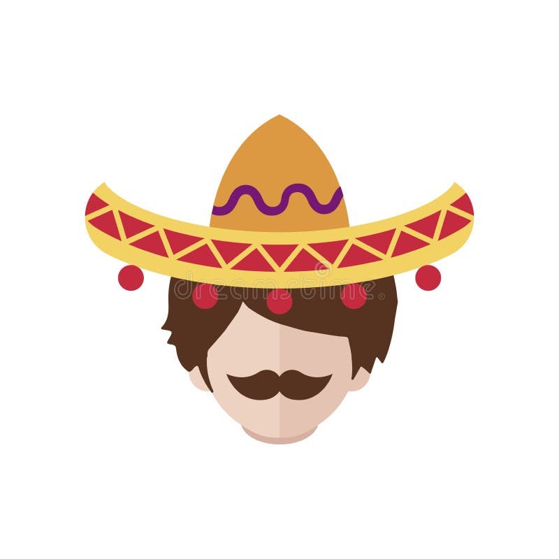 Isolated Mexican Male Avatar with Traditional Hat Vector Stock Vector ...