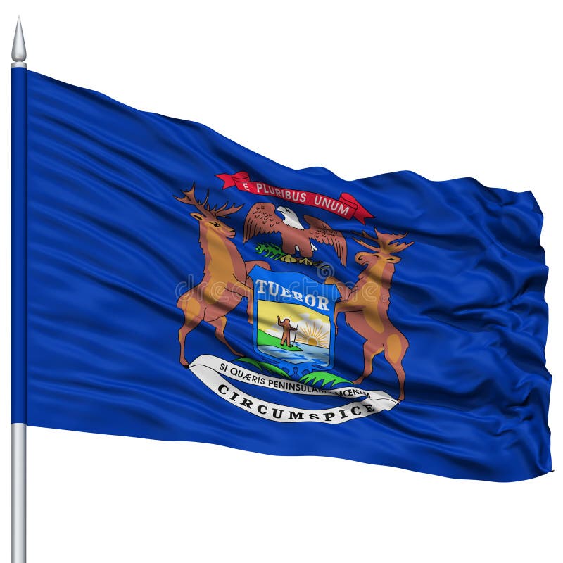 Isolated Michigan Flag on Flagpole, USA State Stock Illustration ...