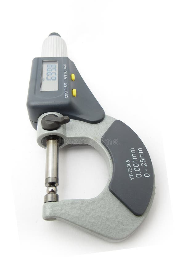 A Isolated Micrometer with a Digital Display,Located on White ...