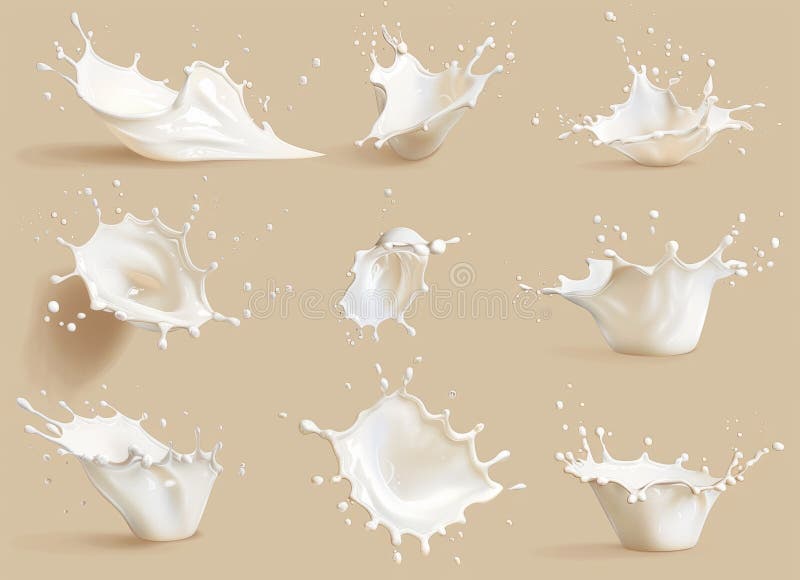 Isolated Milk Splash on Brown Background, Yogurt or Milk Cream 3D ...