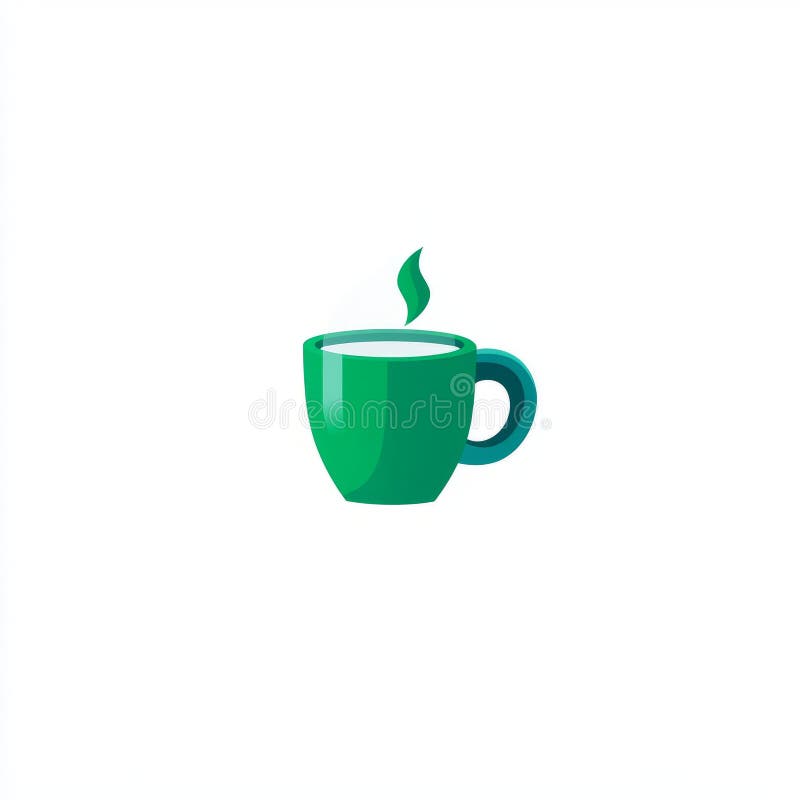 Minimalist 2D Cafe Logo Treeshaped Steam Cup on White Background Stock ...