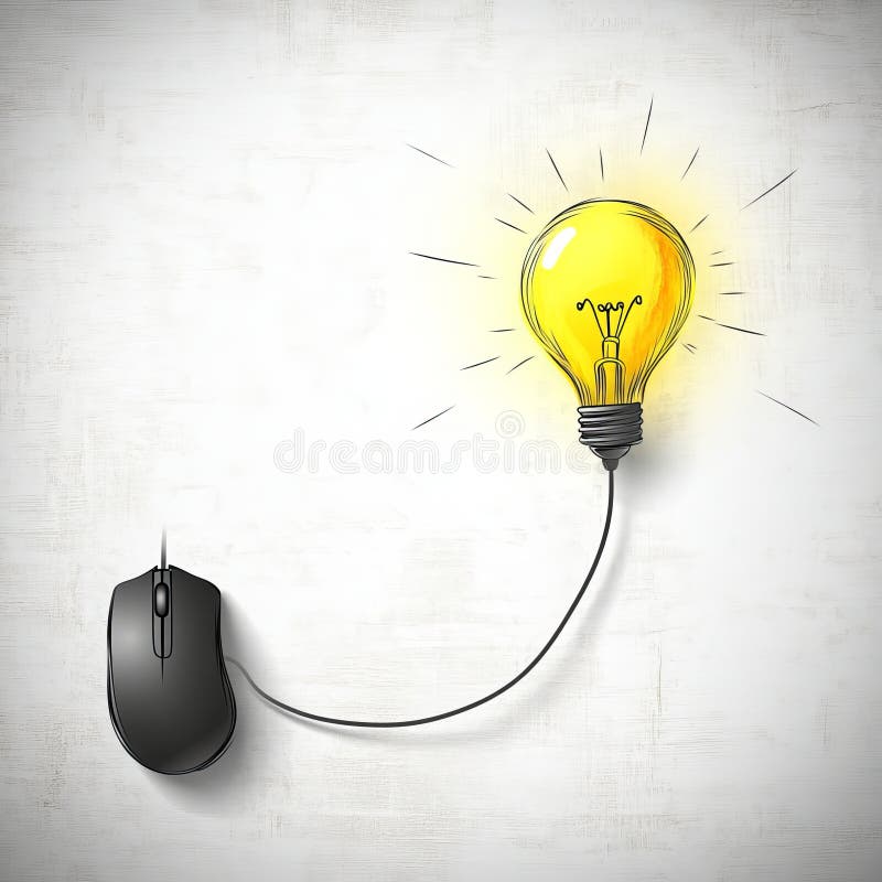 Minimalist Concept Computer Service Logo with Glowing Light Bulb Stock ...