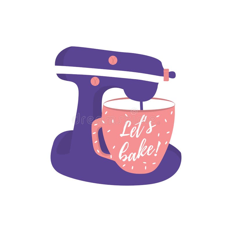 Isolated Mixer with Dish and Quote Lets Bake Stock Vector ...