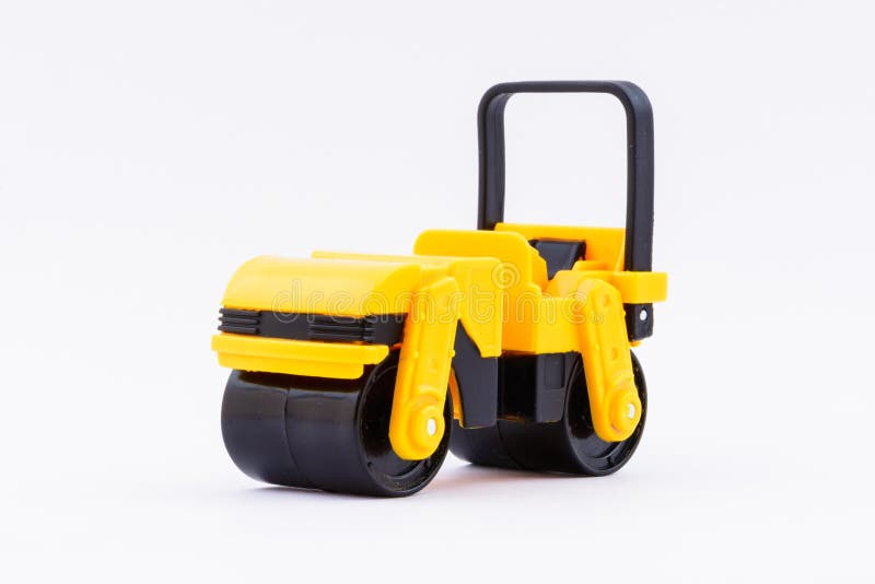 Isolated Model of Yellow Steamroller on White Background Stock Photo ...