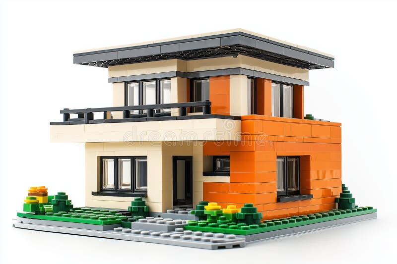 Isolated of Modern Architectural Model Made from Building Blocks Stock ...