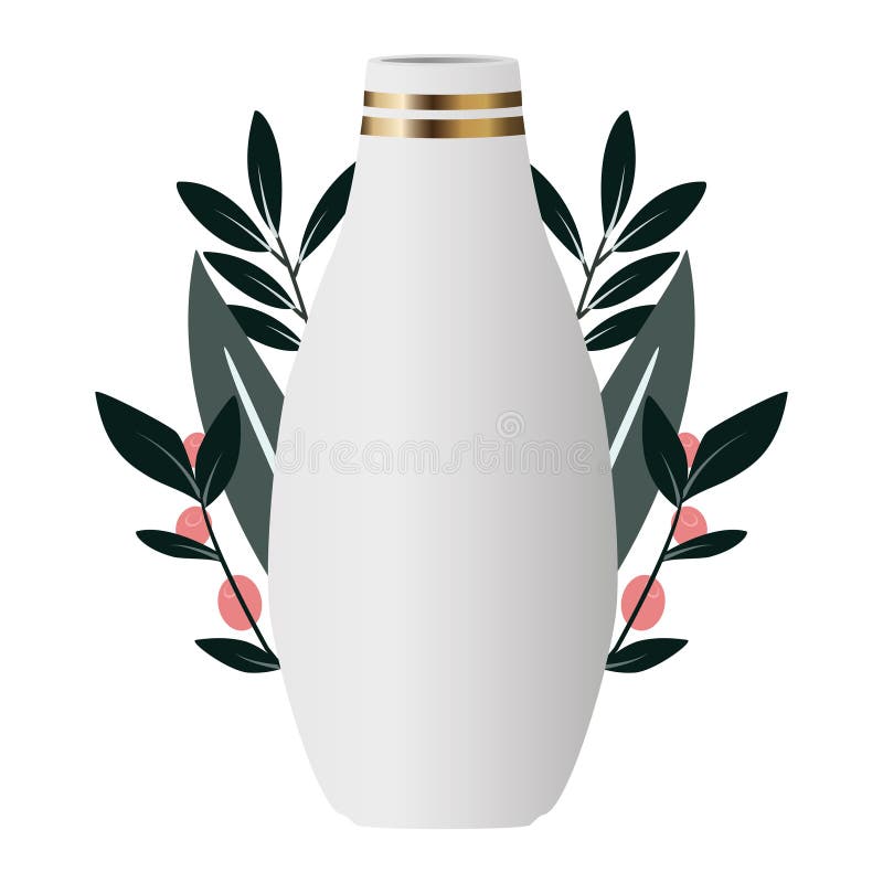 Isolated Modern Artisan Vase Surrounded by Leaves Vector Stock Vector ...