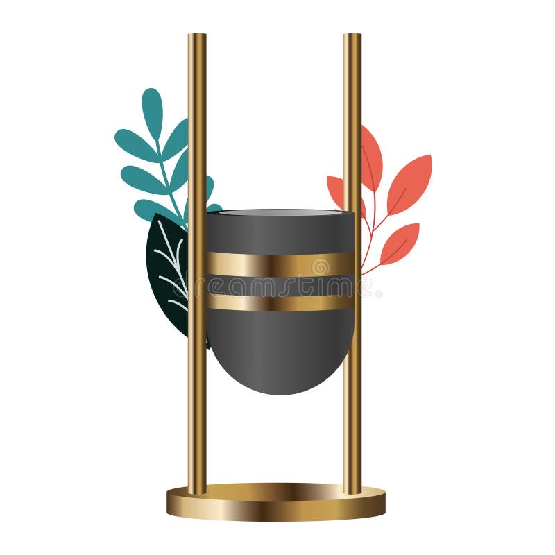 Isolated Modern Artisan Vase Surrounded by Leaves Vector Stock Vector ...