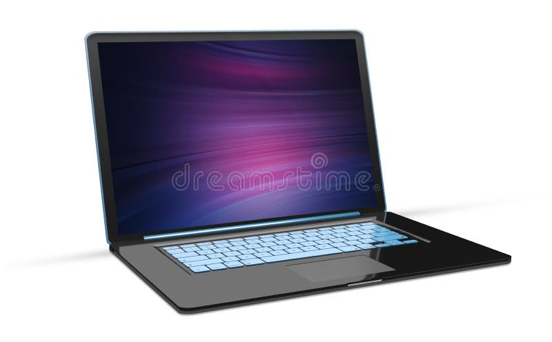 Isolated Modern Black Laptop with Shadow Side View 3d Rendering Stock ...