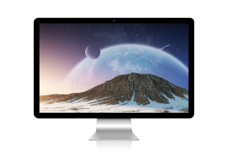 Isolated Modern Computer with Shadow Front View 3d Rendering Stock ...