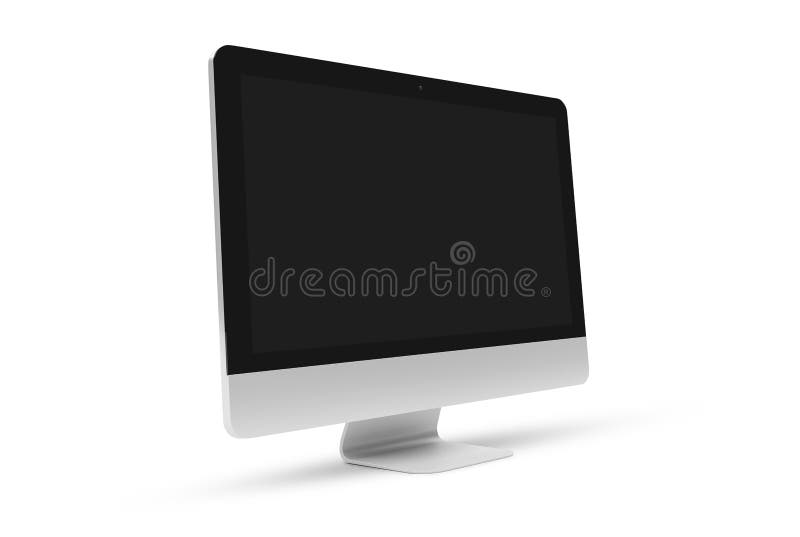 Isolated Modern Computer with Shadow Side View 3d Rendering Stock ...