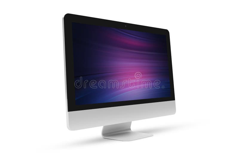 Isolated Modern Computer with Shadow Side View 3d Rendering Stock ...