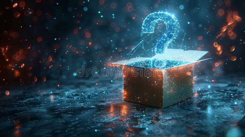 Isolated Modern Illustration Featuring a Blue Question Mark Flying from ...