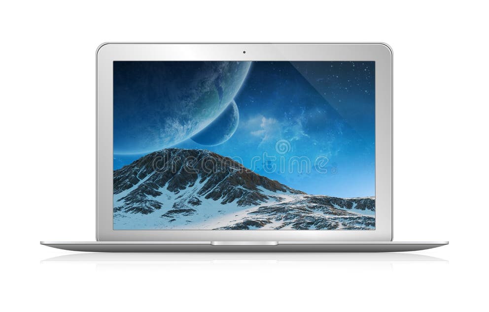 Isolated Modern Laptop with Shadow Front View 3d Rendering Stock ...