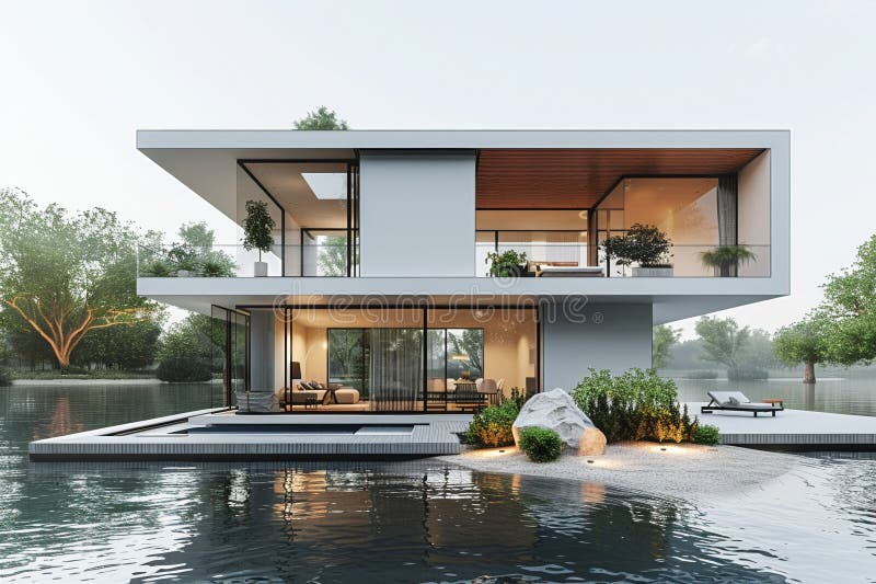 Isolated Modern Smart Home, 3D Rendered, Highlighting Innovative ...