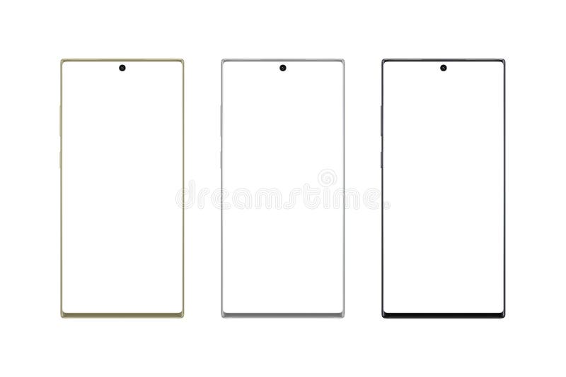 Isolated Modern Smart Phone in Three Colors. White Screen for Mockup ...