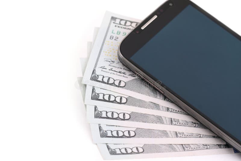 Isolated Money and Mobile Phone with Copy Space Stock Photo - Image of ...