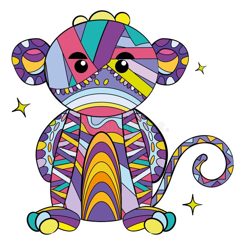 Isolated Monkey Shape Colored Mandala Vector Stock Vector ...