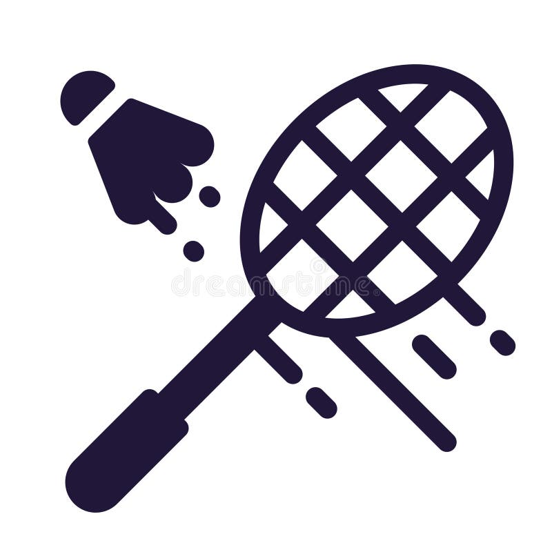 Isolated Monochrome Badminton Racket and Shuttlecock Icon Vector Stock ...
