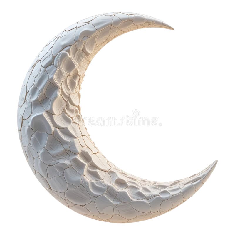 Isolated Moon Crescent with Cracked Surface Texture on White Background ...
