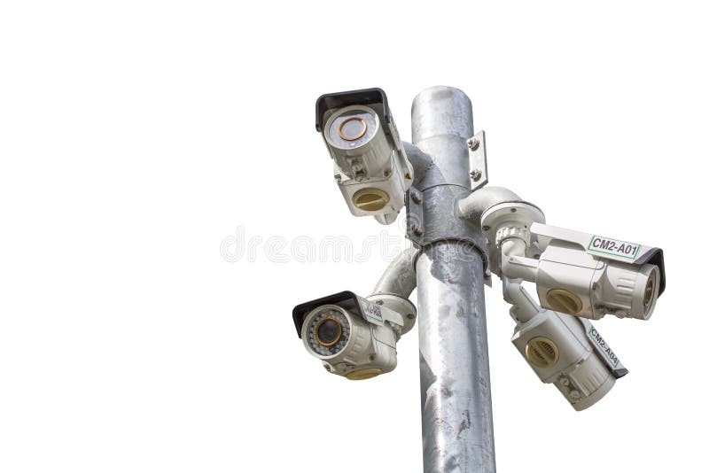 Isolated of Multiple Angle Outdoor CCTV Camera on the Pole Stock Image ...