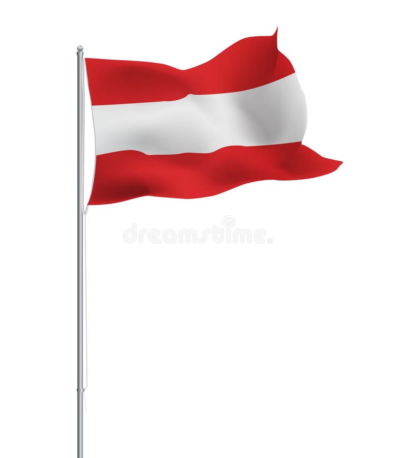 Austrian Flag Waving on Pole.Isolated National Flag of Austria Stock ...