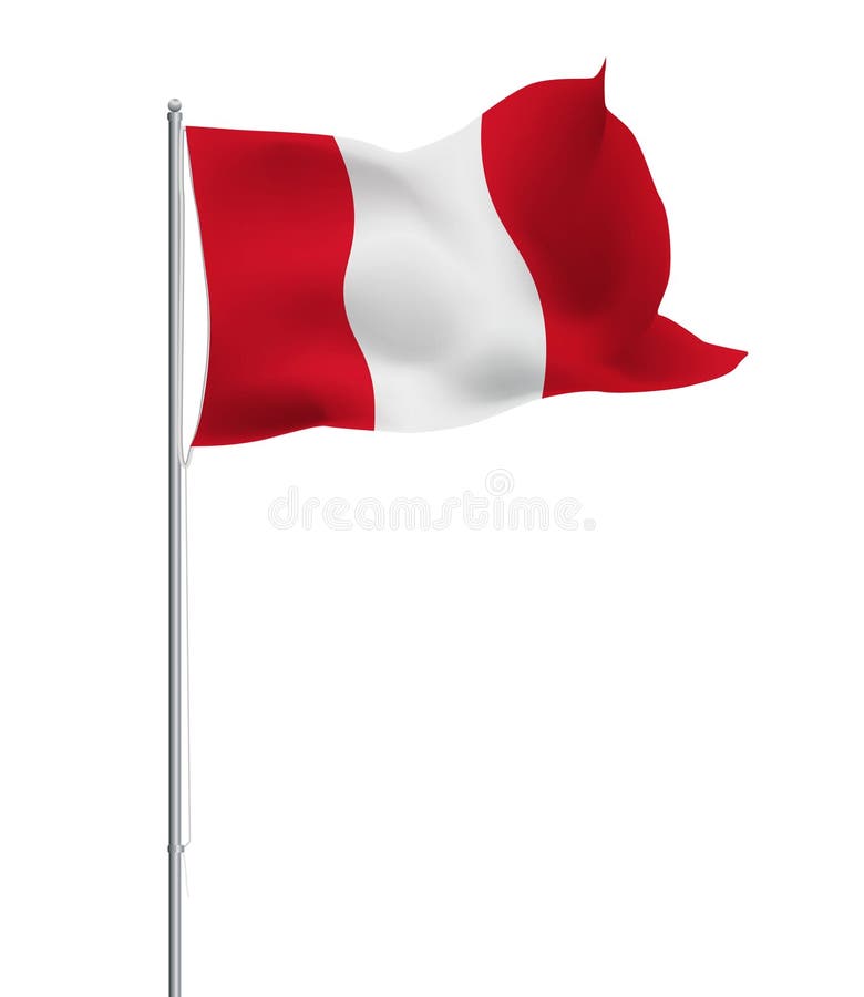 Peru Flag Waving on Pole.Isolated National Flag of Peru Stock Image ...