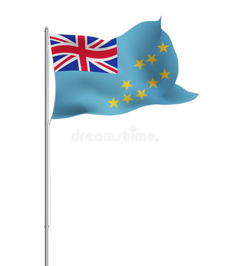 Tuvalu Flag Waving on Pole.Isolated National Flag of Tuvalu Stock Image ...