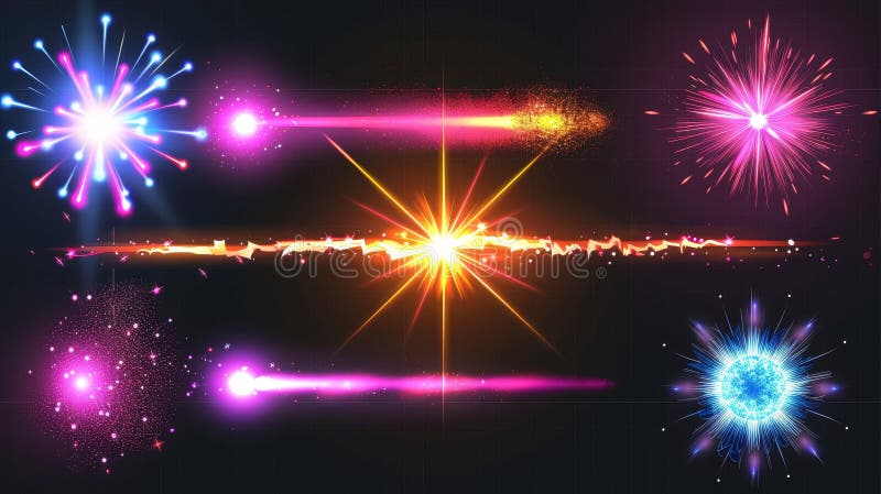 Isolated Neon Light Flash Effects on Transparent Background. Modern ...