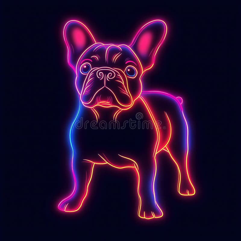 An Isolated Neon Outline Dog on White Background Stock Illustration ...