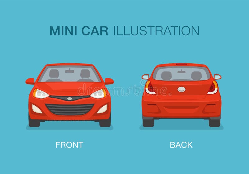 Isolated New Modern Mini Car. Front and Back View. Stock Vector ...