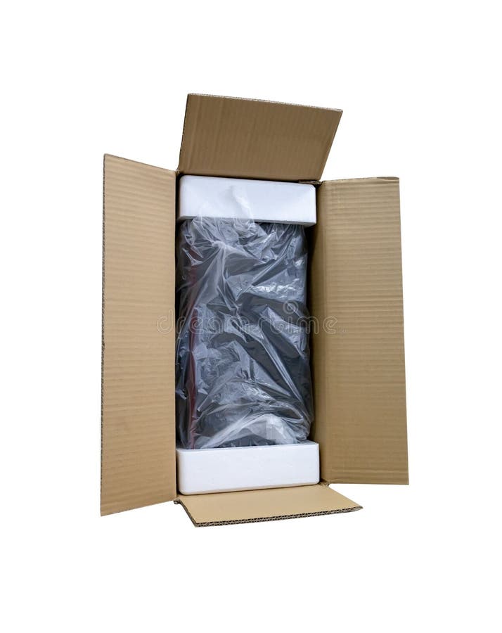 Unpacking Black Personal Computer, Back View, Cellophane Packaging ...