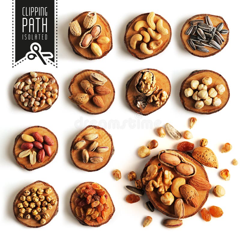 Isolated Nuts Set with Clipping Path. Stock Image - Image of light ...