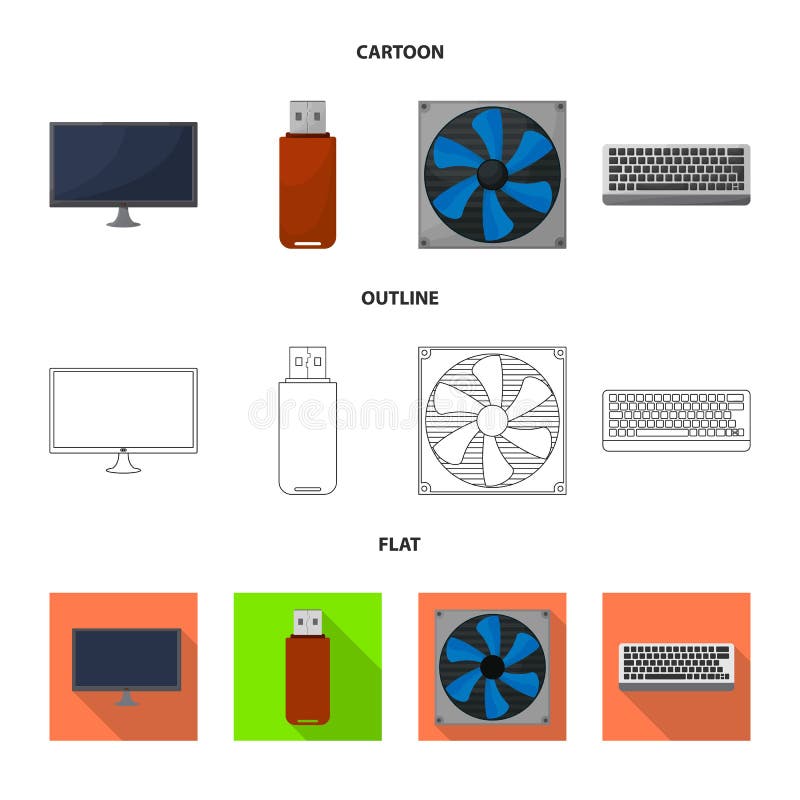 Isolated Object of Accessories and Device Icon. Collection of ...