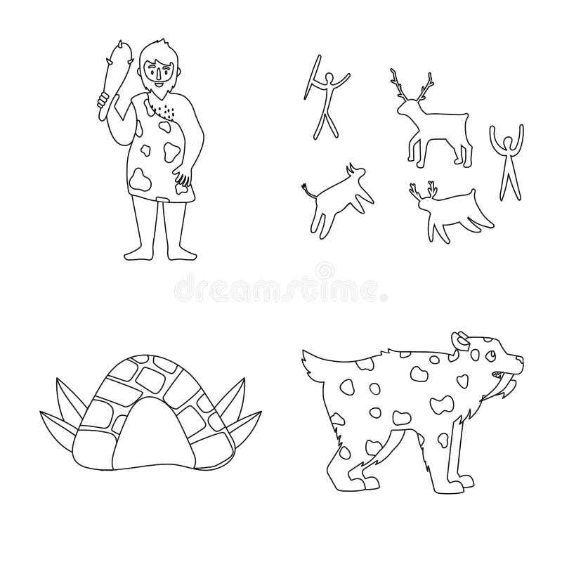 Vector Illustration of Ancient and Primitive Symbol. Set of Ancient and ...