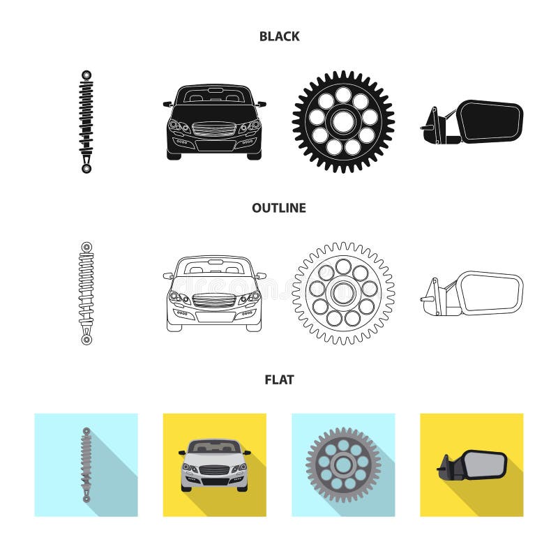 Isolated Object of Auto and Part Symbol. Set of Auto and Car Stock ...