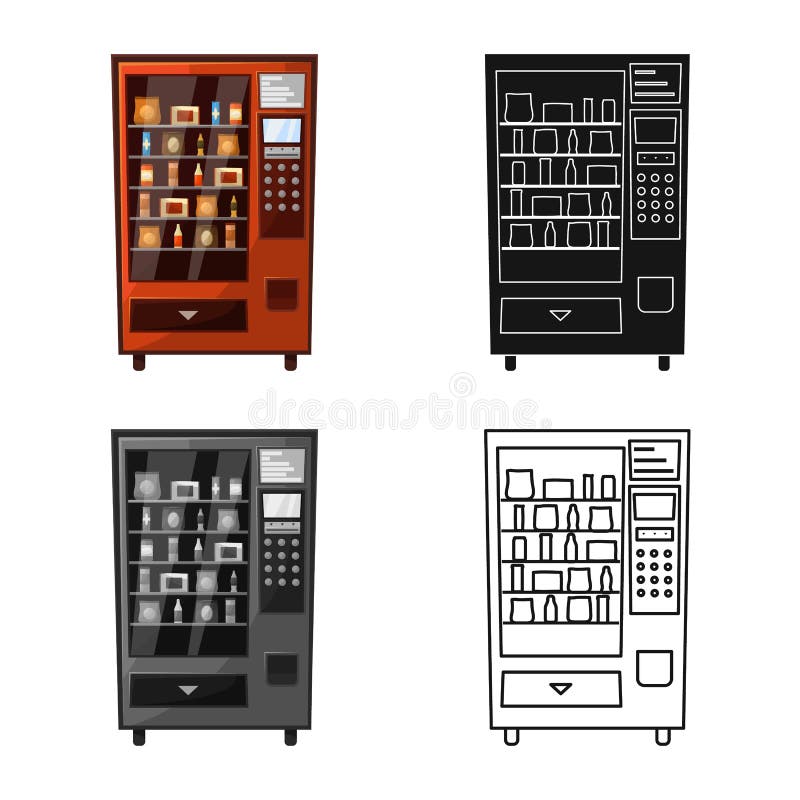 Isolated Object of Automat and Machine Icon. Set of Automat and Button ...