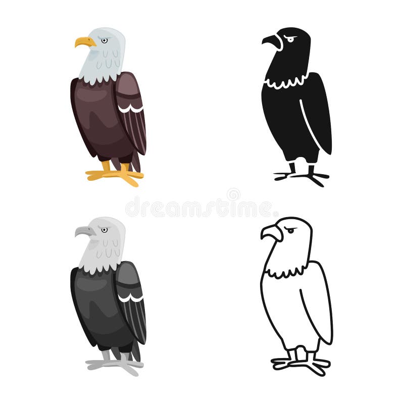 Isolated Object of Bird and Eagle Sign. Set of Bird and Predatory Stock ...