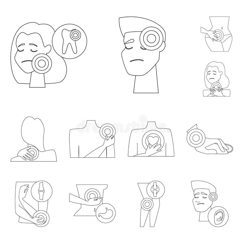 Isolated Object of Bone and Inflammation Logo. Set of Bone and Wound ...