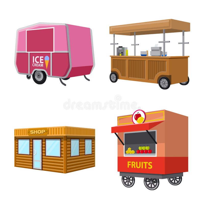 Vector Illustration of Booth and Kiosk Symbol. Set of Booth and Small ...