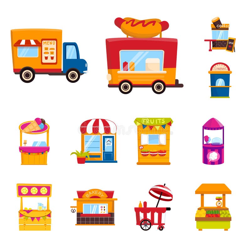 Isolated Object of and Booth Symbol. Collection of and Vending Stock ...