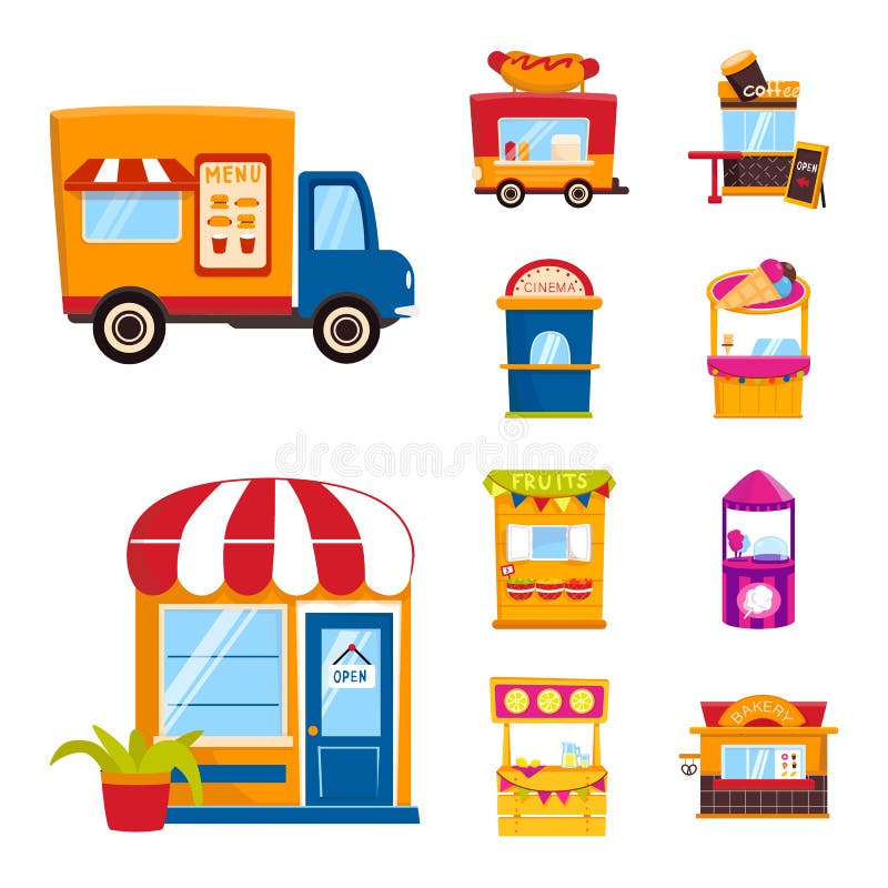 Vector Illustration of and Booth Icon. Set of and Vending Stock Symbol ...