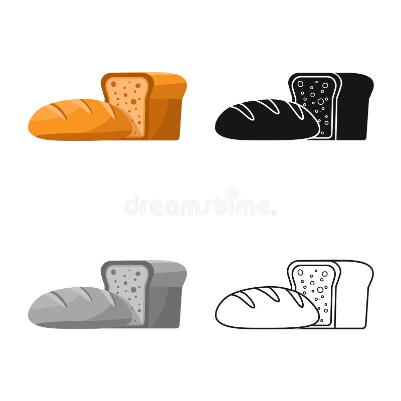 Isolated Object of Bread and Loaf Logo. Collection of Bread and Bun ...